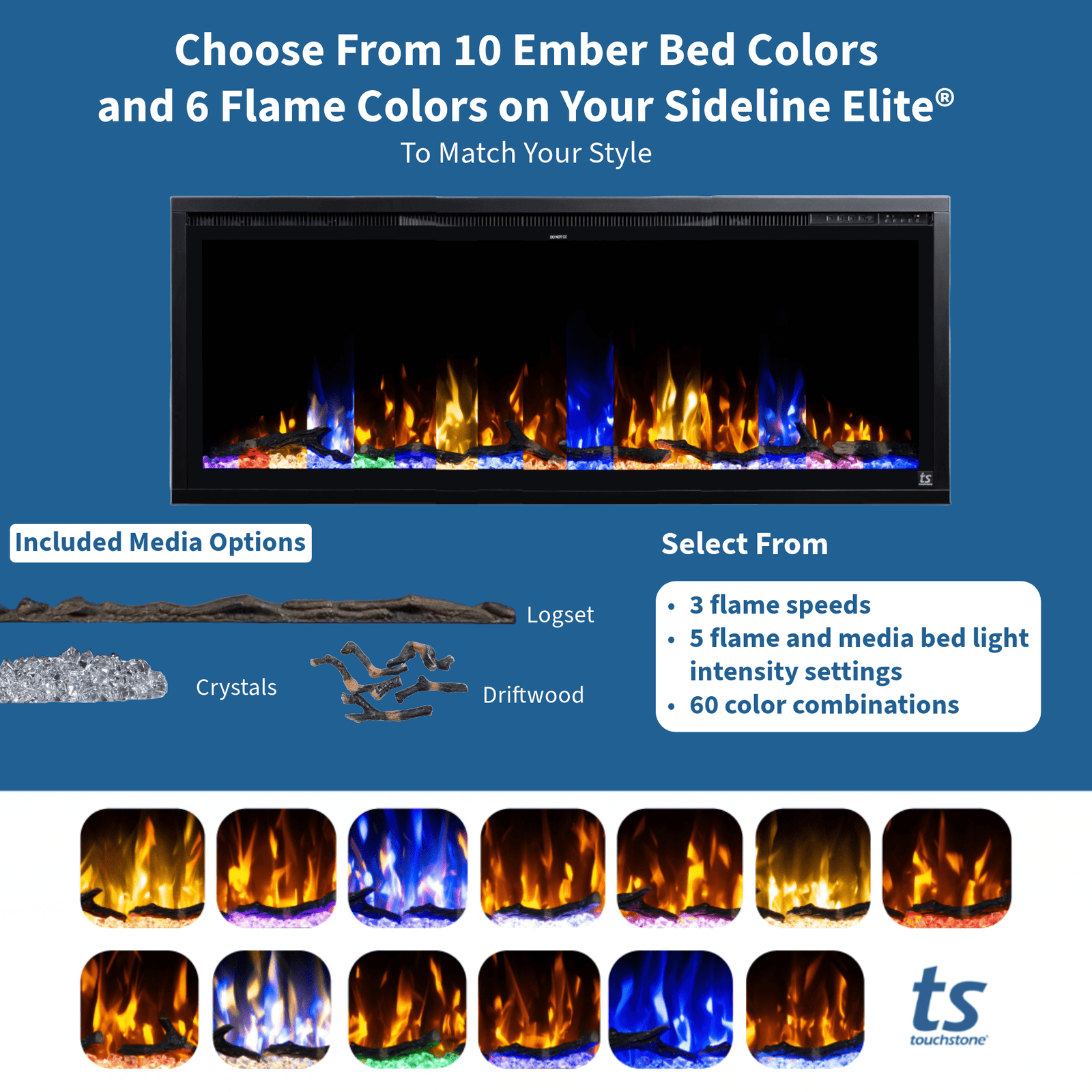 Sideline Elite 50 Inch Smart Electric Fireplace with Encase Surround M ...