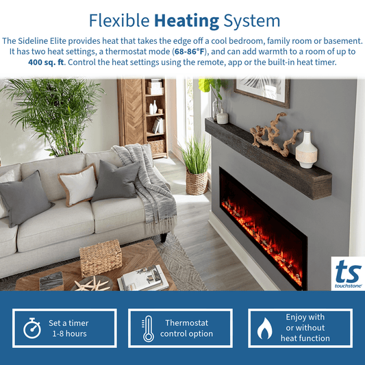 Sideline Elite 50 Inch Smart Electric Fireplace with Encase Surround M ...