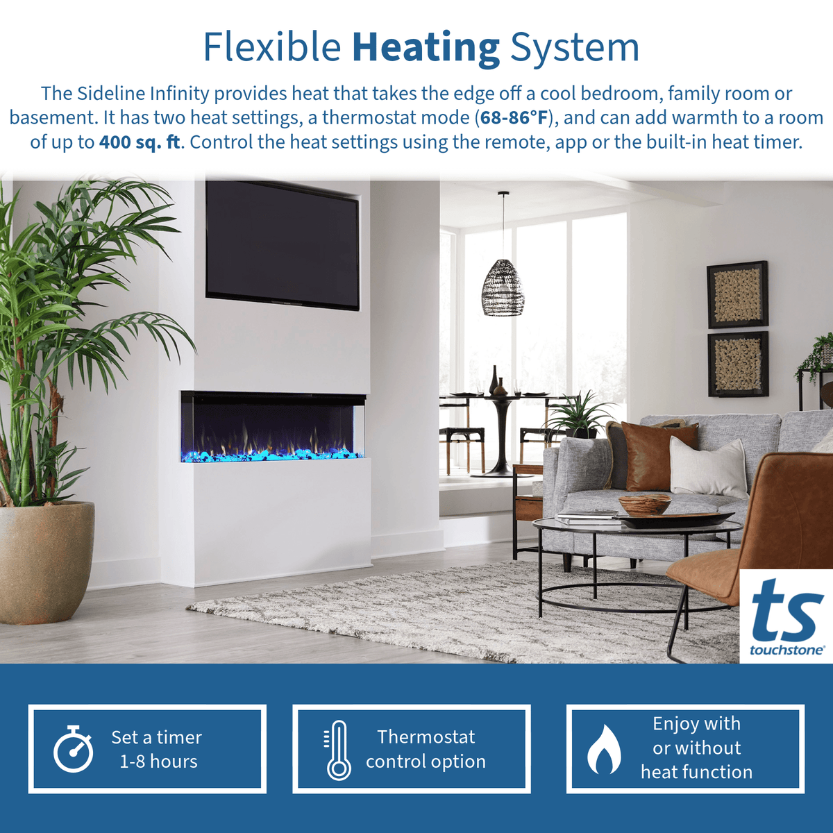 Touchstone Sideline Infinity 60 3 Sided Recessed Smart Electric ...