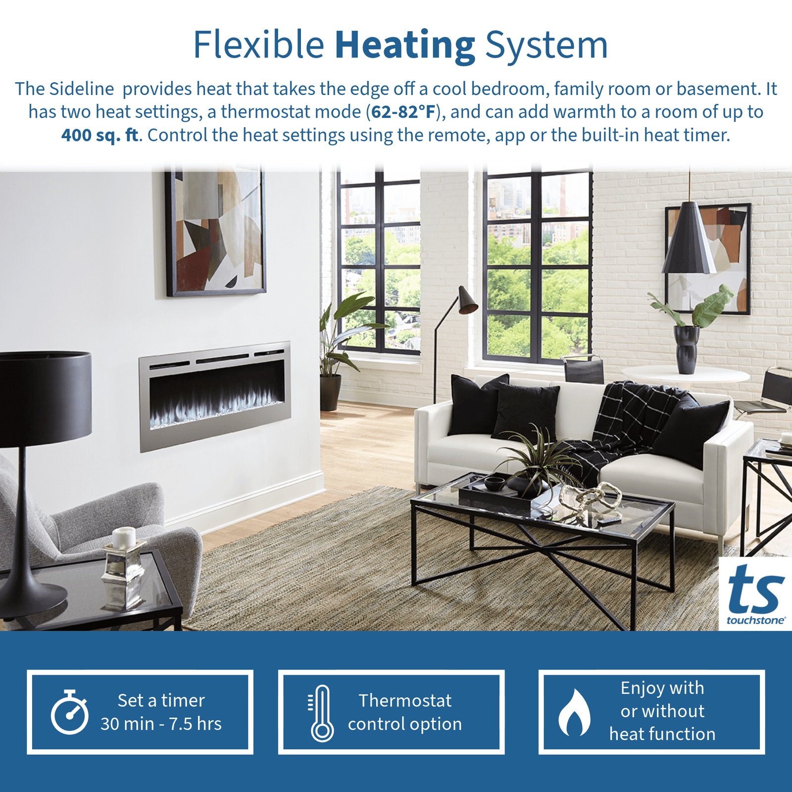Touchstone Sideline Deluxe Stainless Steel 50 Inch Recessed Electric ...