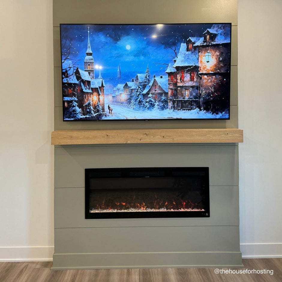 Encase Floating Unfinished Electric Fireplace Wood Mantel – Touchstone ...