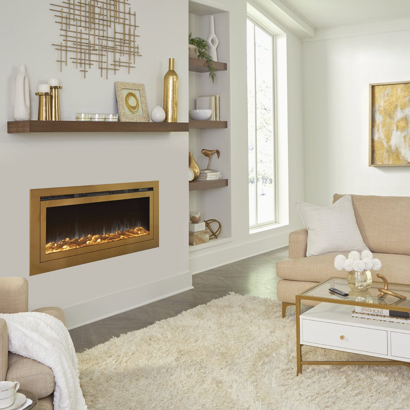 Touchstone Sideline Deluxe Gold 50 Inch Recessed Smart Electric ...